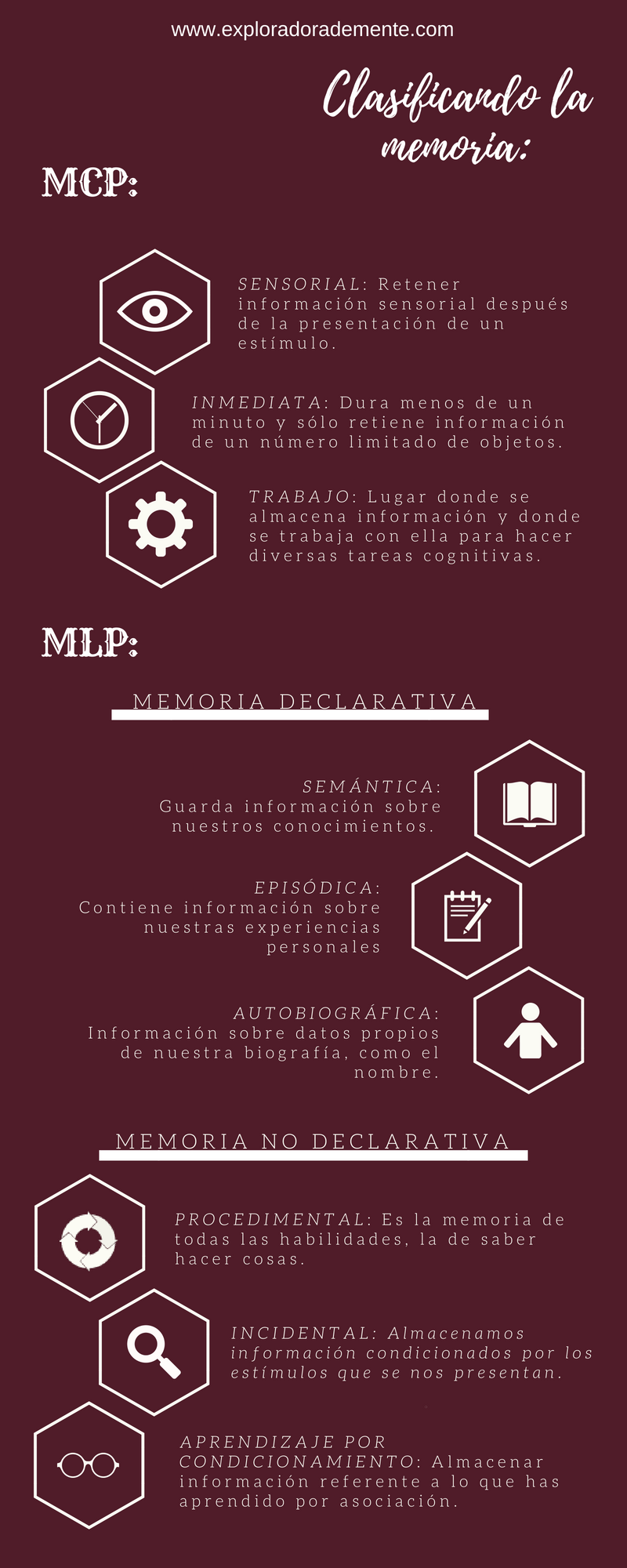LOS TIPOS DE MEMORIA EN UNA INFOGRAFIA – Exploradora deMente